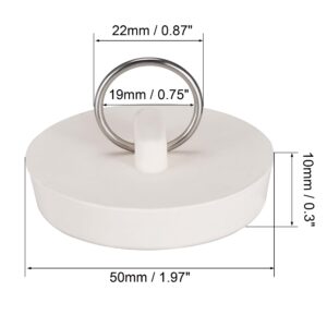 uxcell Rubber Sink Plug, Drain Stopper White Fit 48-49.5mm with Hanging Ring for Bathtub Kitchen and Bathroom 2pcs