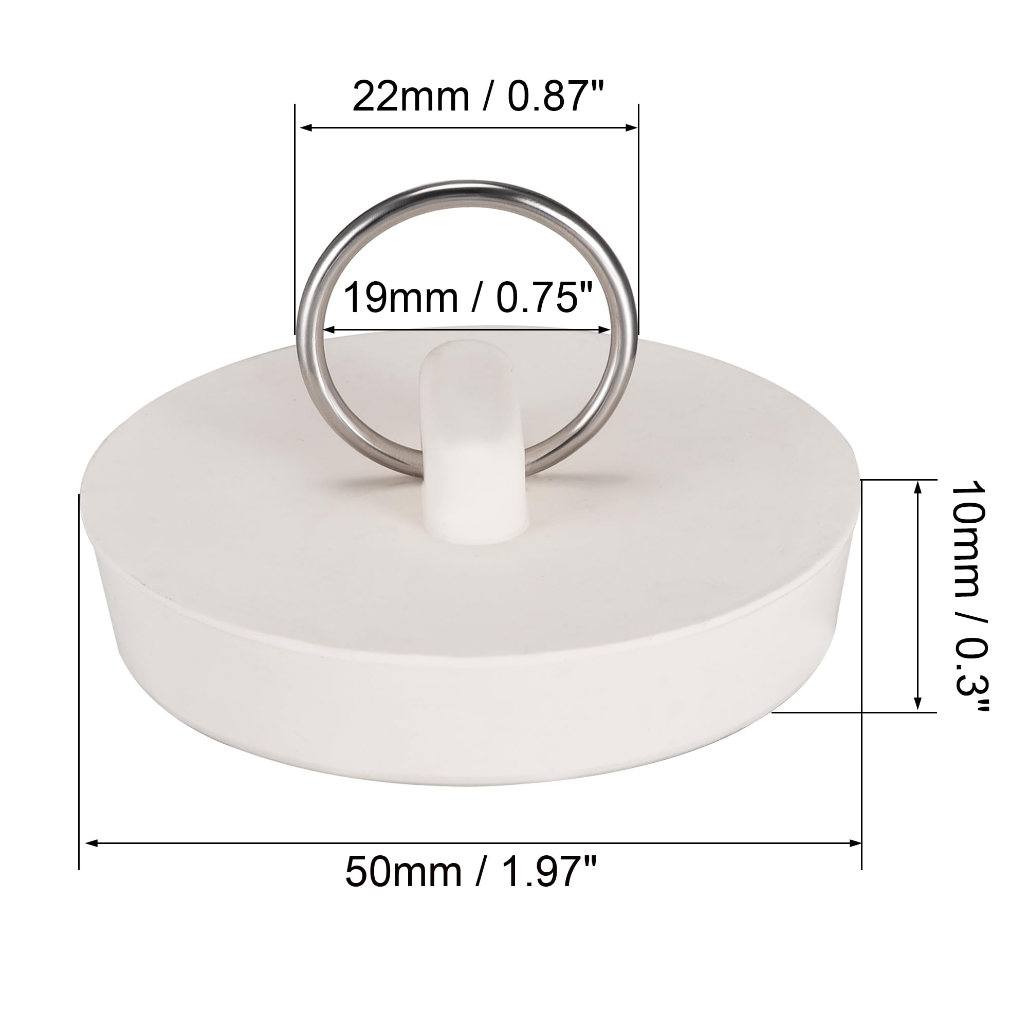 uxcell Rubber Sink Plug, Drain Stopper White Fit 48-49.5mm with Hanging Ring for Bathtub Kitchen and Bathroom 2pcs