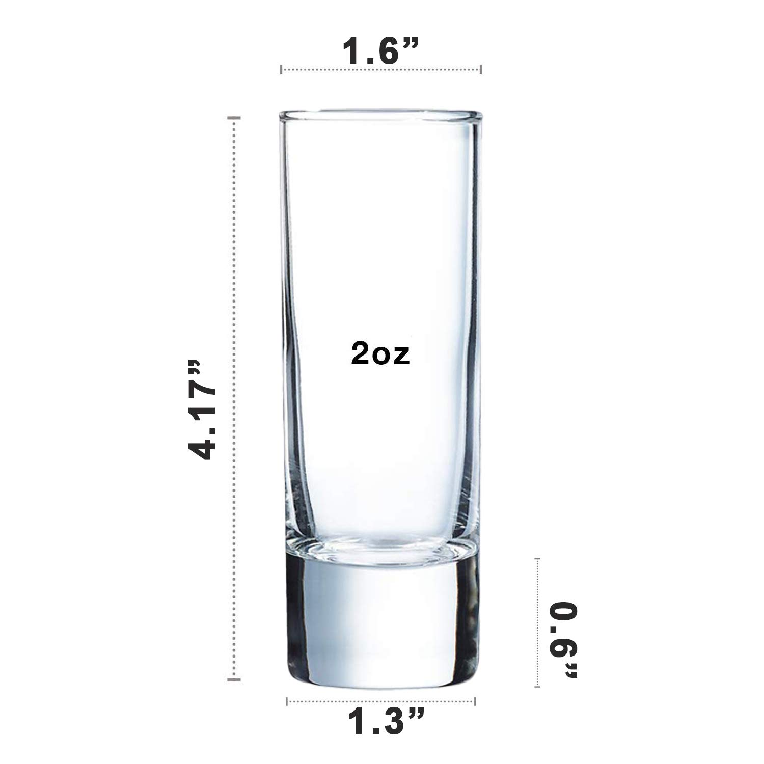 Farielyn-X Clear Heavy Base Shot Glasses 6 Pack, 2 oz Tall Glass Set for Whiskey, Tequila, Vodka