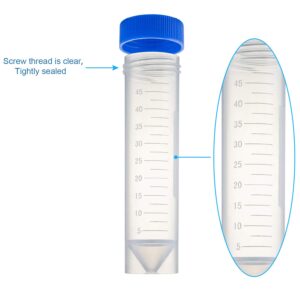 Ackers Science 25pcs-50ml Plastic Centrifuge Tubes Skirted Conical Bottom, Graduated Marks, Blue Screw Cap