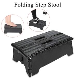 ZJchao Folding Step Stool, Portable Step Ladder Half Step Ladder Foot Step Stool for Elderly Pregnant Bathroom Travel Use Adults, Kitchen Garden Bathroom Stepping Stool Foldable Stool(Black)