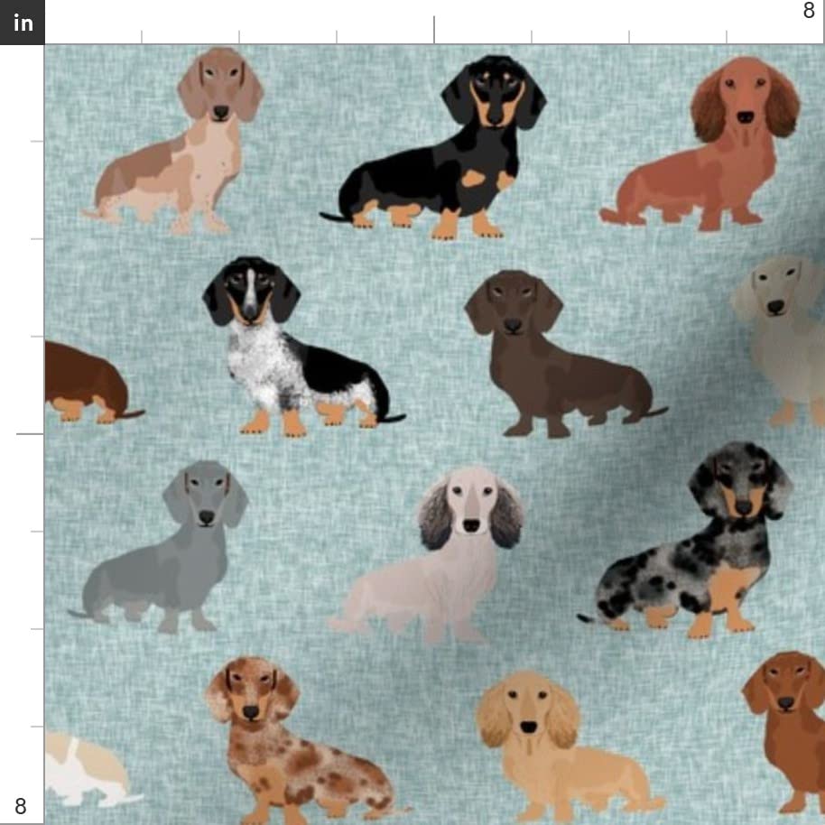 Spoonflower Fabric - Dachshund Pet Quilt Dog Breed Silhouette Coordinates Multi Dogs Printed on Petal Signature Cotton Fabric by The Yard - Sewing Quilting Apparel Crafts Decor