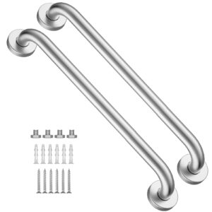 2 pack 16 inch shower grab bar satin brushed nickel, zuext stainless steel safety grab bar handle, bathroom balance bar, safety hand rail support - handicap, elderly, injury, senior assist bath handle