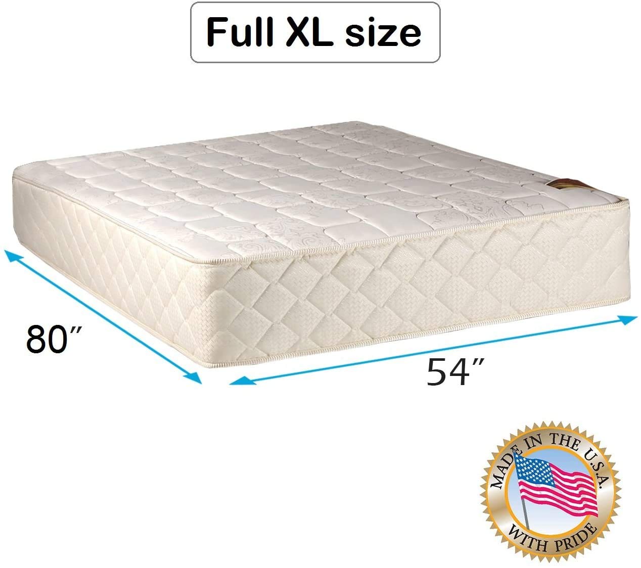 DS USA Grandeur Deluxe Medium Firm 2-Sided Mattress Only with Mattress Cover Protector Included - Good for Your Back, Fully Assembled, Luxury Height, Longlasting (Full XL 54"x80"x12")