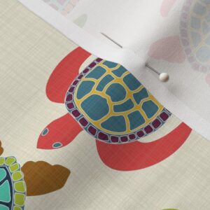 Spoonflower Fabric - Sea Turtle Cw4 Colorful Beach Ocean Scales Nautical Swim Printed on Petal Signature Cotton Fabric by The Yard - Sewing Quilting Apparel Crafts Decor