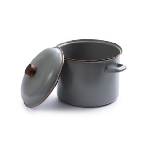 Barebones Enamel Stock Pot - Large Cooking Pot, Soup Pot, and Stock Pot - Enamelware Dishes for Outdoor Cooking (Slate Gray)