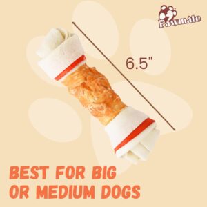 Pawmate Large Size Chicken Wrapped Rawhide Bones for Large Breed, Long Lasting Chew with Taurine Dog Treats Teeth Cleaning Snacks for Medium Large Dogs 5 Counts