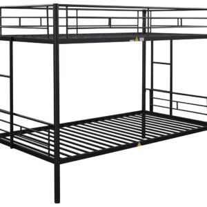 Metal Bunk Beds Twin Over Twin Heavy-Duty Bunk Bed Frame for Kids Boys Girls Teens, Black