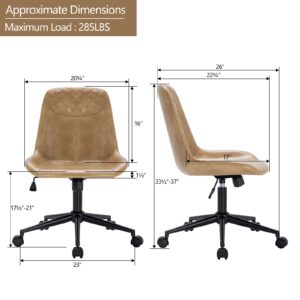 DUHOME Modern PU Leather Office Chair Desk Chair Swivel Computer Chair Dark Brown