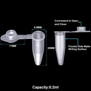 Ackers Science 1000Pcs 0.2ml Polypropylene Graduated Microcentrifuge Tubes with Snap Cap,Natural