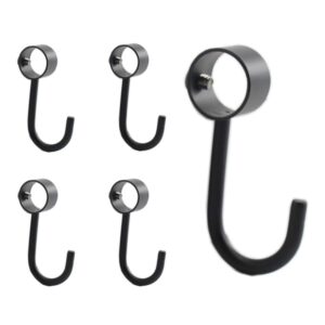 ulifestar stainless steel closet rod hooks, heavy duty utility hooks for hanging pots,pans,mugs,towels,oven mitts,adjustable j typed kitchen hooks fit for 22mm rod 5 pack black