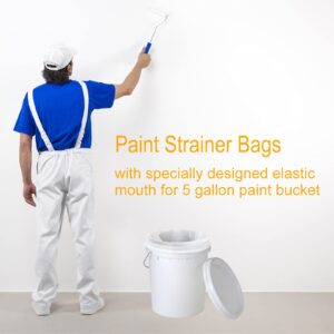 10 Pack Paint Strainer Bags Paint Filter Bag 5 Gallon Paint Strainer Bags White Fine Mesh Disposable Bag Filters with Elastic Drawstring Top Opening for 5 Gallon Bucket Paint Strainer