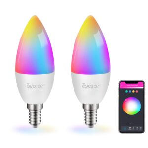 2 pack e12 led light bulb compatible w/google siri alexa light bulb 5w type b smart bulb rgbcw 16 million color changing light bulb 2.4g wifi b11 candelabra bombillos work w/smart life app