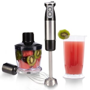 immersion hand blender,600w stainless steel stick blender,4-in-1 home multi-function stick mixer,6-speed handheld blender,mixing cup,food chopper,milk/egg mixer, sauce/soup,puree baby food machine