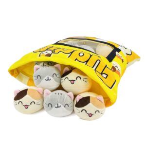 Nenalayo Cute Kitty Cat Snack Pillow Pudding Decorative Stuffed Animal Dolls for Bed Couch Creative Toy Gifts for Teens Girls Kids