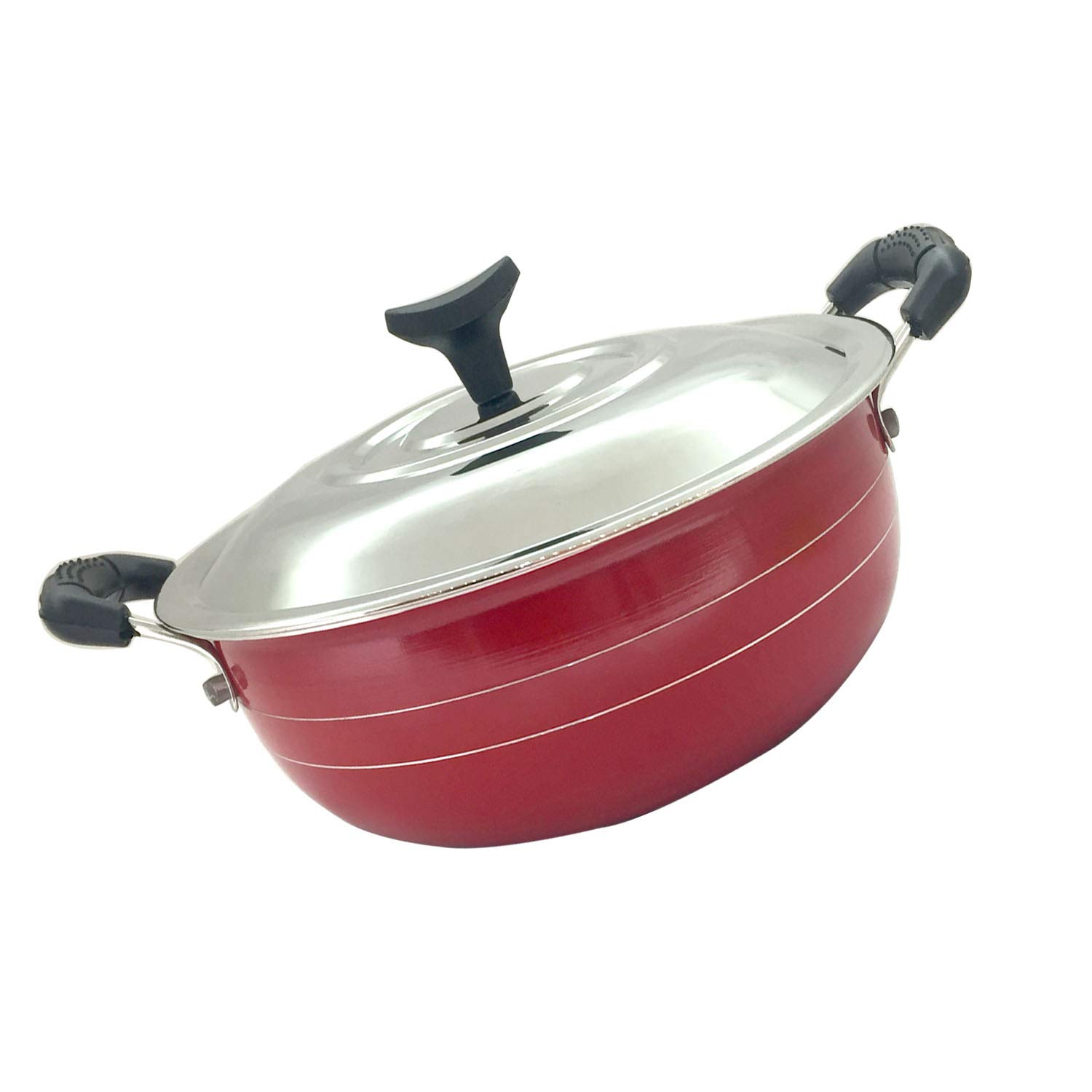 Nonstick Kadhai Indian Kadai Frying Pan Deep Fry Kadhai Deep Fry Pan with Stainless Steel Lid Stir Fry Pan Nonstick All Purpose Pan Cookware Cooking Pan Multi Purpose Pots and Pans (2 Ltr)