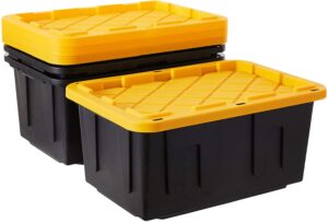 extreme duty 17 gal. tough storage bin in black 4 pack with lids