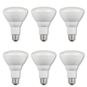 westinghouse 5220020 9 watt (65 watt equivalent) br30 flood dimmable soft white energy star led light bulb, medium base (6 pack)