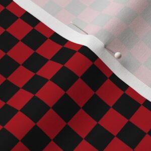 Spoonflower Fabric - Inch Black Dark Red Checkerboard Squares Check Printed on Petal Signature Cotton Fabric Fat Quarter - Sewing Quilting Apparel Crafts Decor