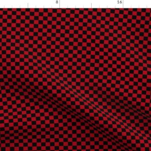 Spoonflower Fabric - Inch Black Dark Red Checkerboard Squares Check Printed on Petal Signature Cotton Fabric Fat Quarter - Sewing Quilting Apparel Crafts Decor