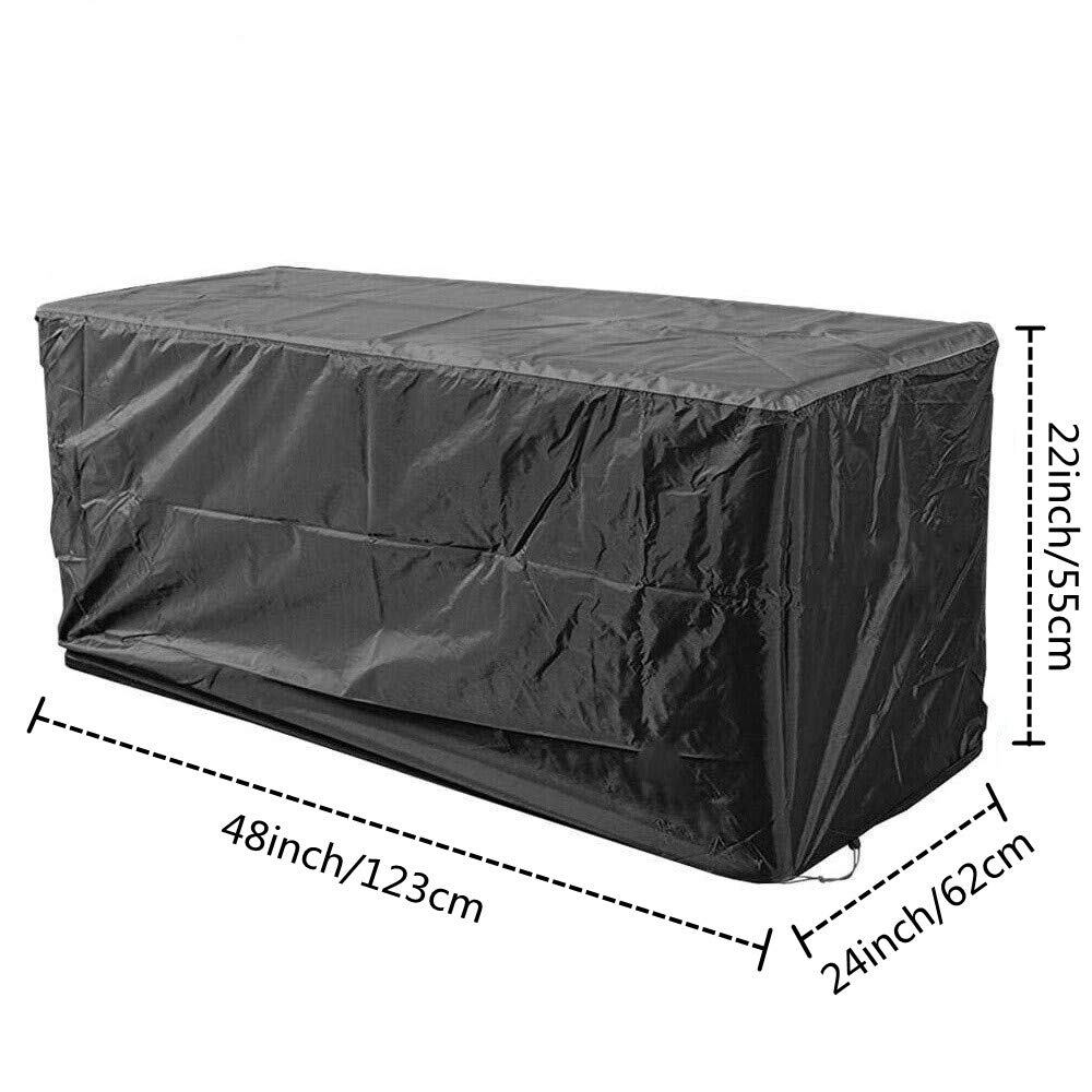 Outdoor Deck Box Cover 420D Waterproof Patio Storage Box Cover Outdoor Deck Box Ottoman Bench Cover Protects from Outdoor Rain Wind and Snow Black 48"L x 24"W x 22"D