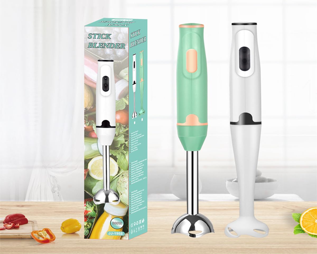 Immersion Blender, 2 Speed Electric, Hand Blender for Kitchen (White)