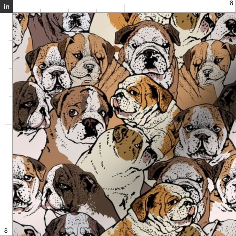 Spoonflower Fabric - English Bulldog Bulldogs Pattern Puppy Animal Printed on Petal Signature Cotton Fabric Fat Quarter - Sewing Quilting Apparel Crafts Decor