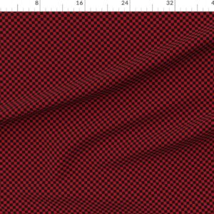 Spoonflower Fabric - Inch Black Dark Red Checkerboard Squares Check Printed on Petal Signature Cotton Fabric Fat Quarter - Sewing Quilting Apparel Crafts Decor