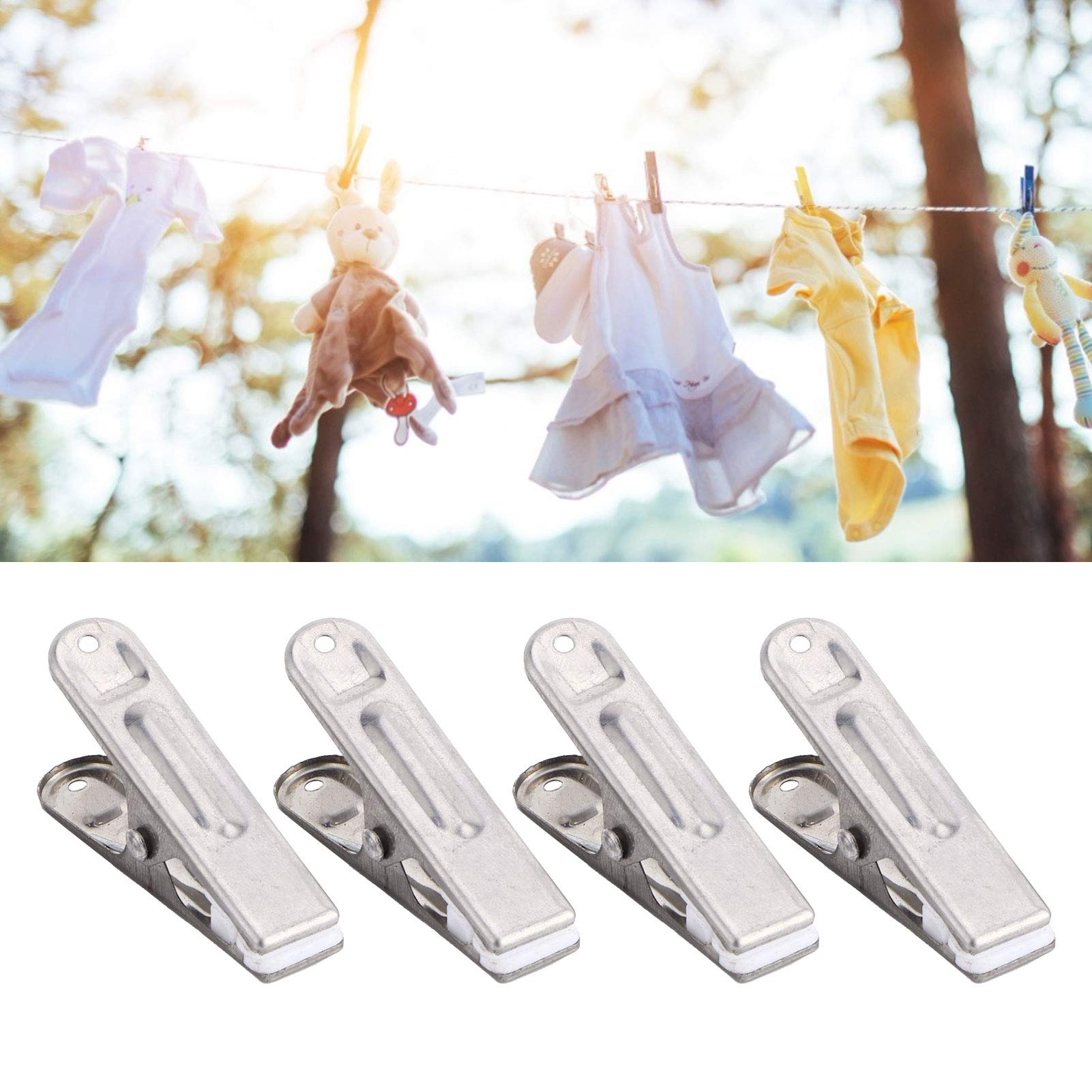 Clothes Clip, 20pcs Stainless Steel Laundry Clips with Heavy Duty Clamp Metal Clothes Pegs for Hanging Laundry Home Kitchen Outdoor Travel Office