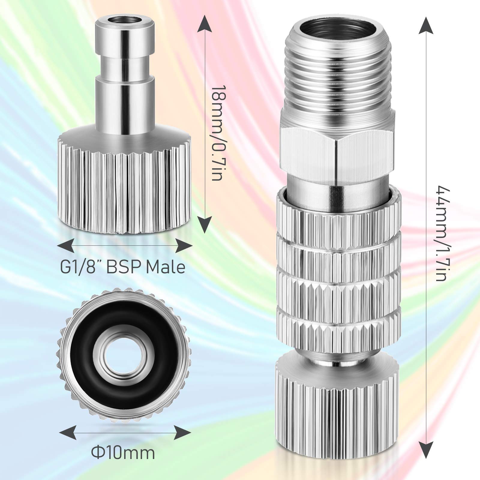 Airbrush Quick Release Coupling Disconnect Adapter Kit, 5 Pieces 1/8 Inch Female Connectors and Male Adapters Adjustment Control Valve Airbrush Accessories for Air Compressor and Airbrush Hose