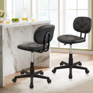 KLASIKA Rolling Stool Chair with Adjustable Height and PU Leather Backrest for Home Standing Desk Computer 2 Pack