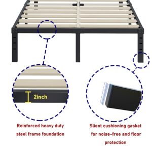 ZIYOO King Size Bed Frame 18 Inch Tall 3 Inches Wide Wood Slats with 3500 Pounds Support, No Box Spring Needed for Foam Mattress, Underbed Storage Space, Easy Assembly, Noise Free