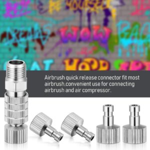 Airbrush Quick Release Coupling Disconnect Adapter Kit, 5 Pieces 1/8 Inch Female Connectors and Male Adapters Adjustment Control Valve Airbrush Accessories for Air Compressor and Airbrush Hose