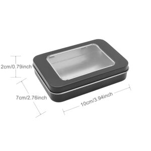 WESTKAIBA 6 Pieces Tin Can Mini Box with Metal Storage Case Lid See-Through Rectangular Container Accessory Storage Miscellaneous Goods Case, Black