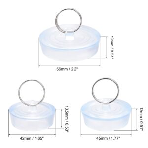 uxcell Drain Stopper, 3 Sizes Rubber Sink Stopper Plug 37mm/41mm/52mm with Hanging Ring Clear Blue for Bathtub Kitchen and Bathroom 1Set (3 Pieces)