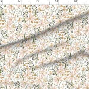 Spoonflower Fabric - Country Floral Watercolor Wildflower Summer Large Daisy Nursery Rustic Printed on Minky Fabric by The Yard - Sewing Baby Blankets Quilt Backing Plush