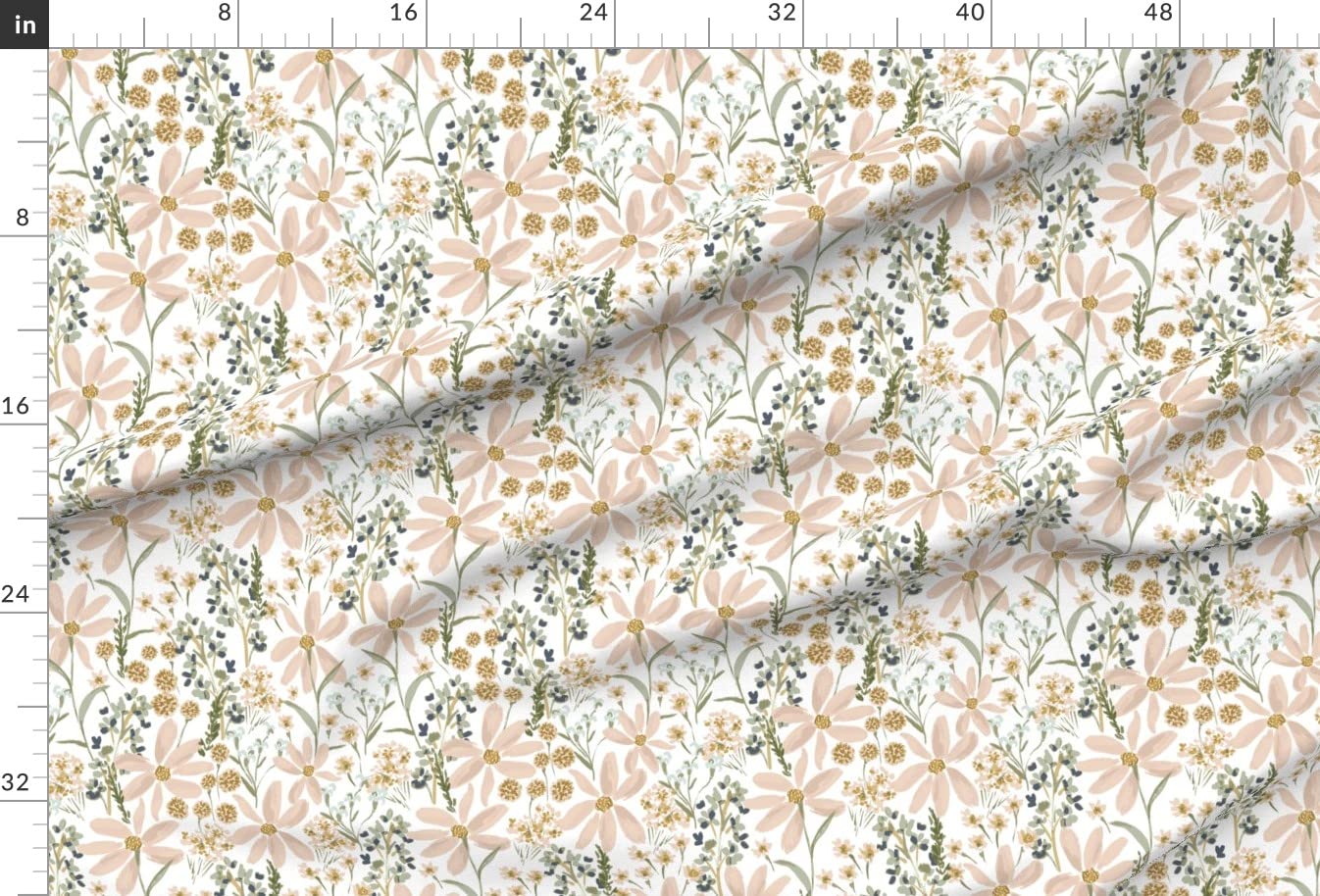 Spoonflower Fabric - Country Floral Watercolor Wildflower Summer Large Daisy Nursery Rustic Printed on Minky Fabric by The Yard - Sewing Baby Blankets Quilt Backing Plush