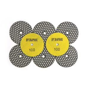 dt-diatool dry diamond polishing pads 4 inch for granite marble quartz stone countertop tiles 8 pieces grits 100