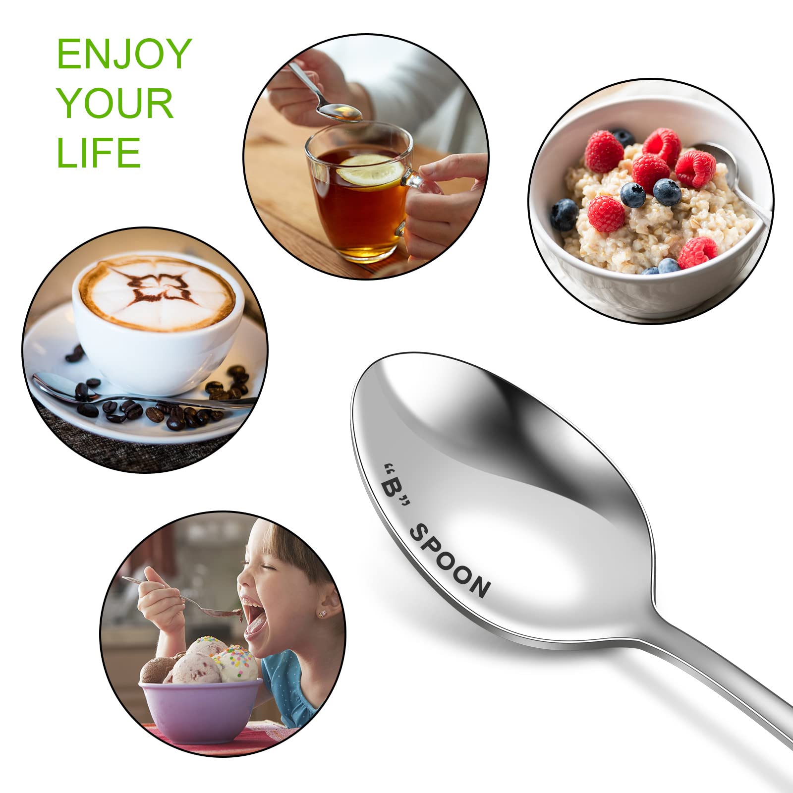 Personalized Custom tablespoon stainless steel，Custom Teaspoon stainless steel Engraved name ice cream Spoon Personalized Valentine's Day Easter Anniversary Wedding Gift (Silver)