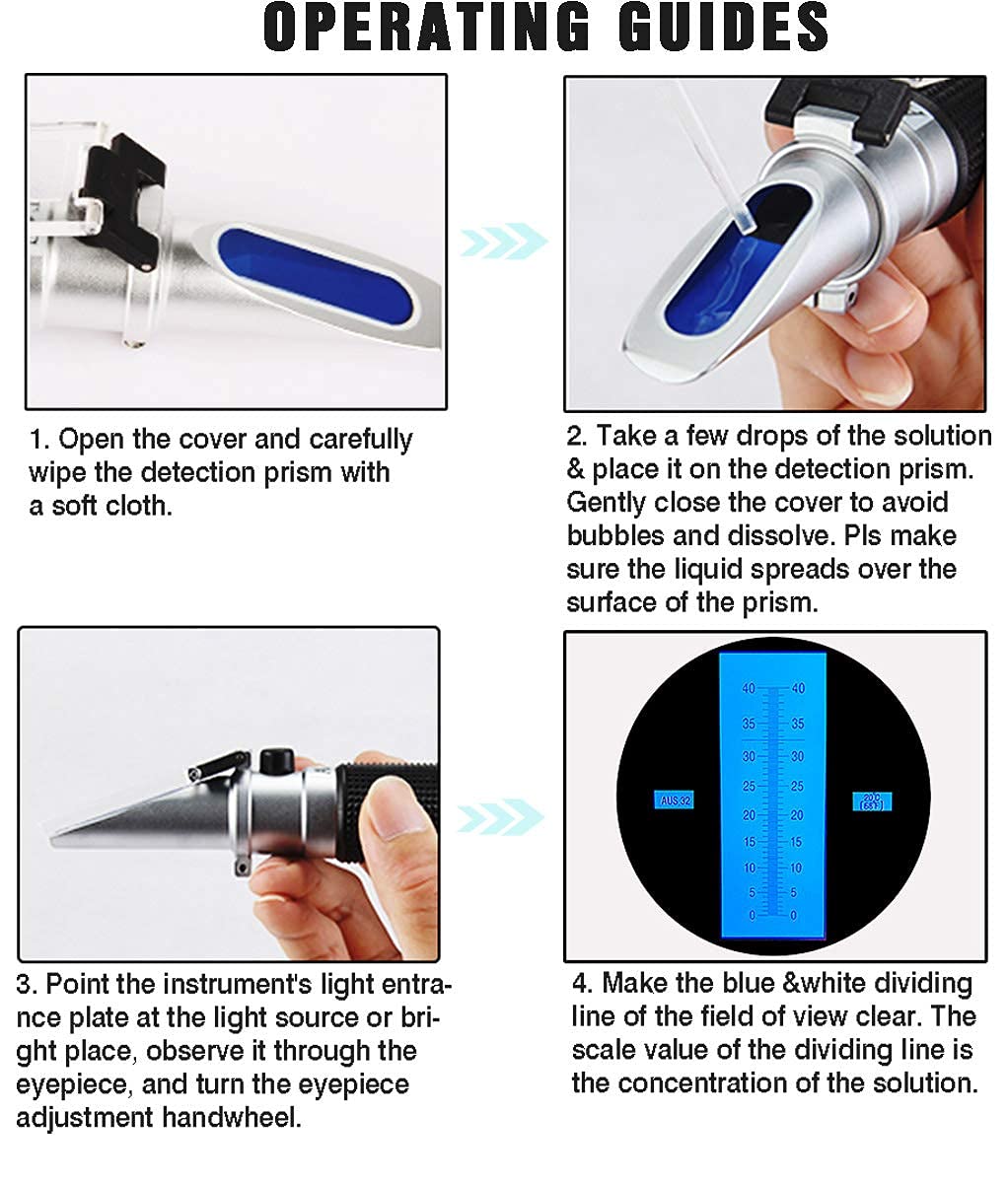 Toolly DEF Refractometer for Measuring Diesel Exhaust Fluid Concentration of Diesel Engines, Urea Ablue AUS32 Concentraction Measuring Tool, with ATC Function