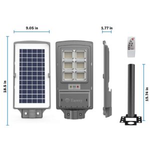 Taoesy 2 Pack 2000W Solar Street Lights Outdoor, 200000LM 210 LEDs Solar Parking Lot Lights Dusk to Dawn, IP65 Waterproof Solar Flood Lights with Motion Sensor and Remote Control for Yard, Garden