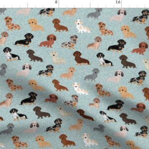 Spoonflower Fabric - Dachshund Pet Quilt Dog Breed Silhouette Coordinates Multi Dogs Printed on Petal Signature Cotton Fabric by The Yard - Sewing Quilting Apparel Crafts Decor