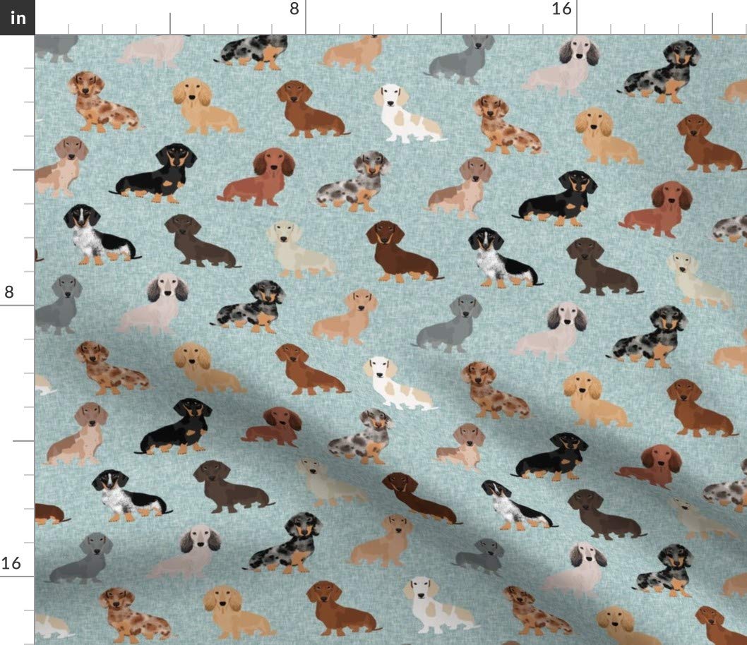 Spoonflower Fabric - Dachshund Pet Quilt Dog Breed Silhouette Coordinates Multi Dogs Printed on Petal Signature Cotton Fabric by The Yard - Sewing Quilting Apparel Crafts Decor