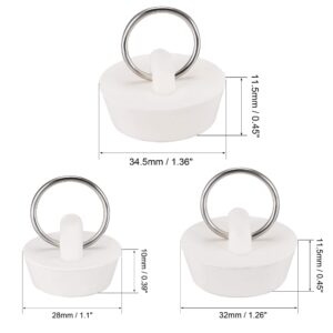 uxcell Drain Stopper, 3 Sizes Rubber Sink Stopper Plug 23mm/26.5mm/29mm with Hanging Ring for Bathtub Kitchen and Bathroom 1Set (6 Pieces)