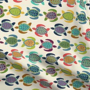 Spoonflower Fabric - Sea Turtle Cw4 Colorful Beach Ocean Scales Nautical Swim Printed on Petal Signature Cotton Fabric by The Yard - Sewing Quilting Apparel Crafts Decor