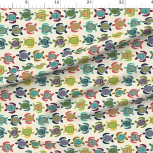 Spoonflower Fabric - Sea Turtle Cw4 Colorful Beach Ocean Scales Nautical Swim Printed on Petal Signature Cotton Fabric by The Yard - Sewing Quilting Apparel Crafts Decor