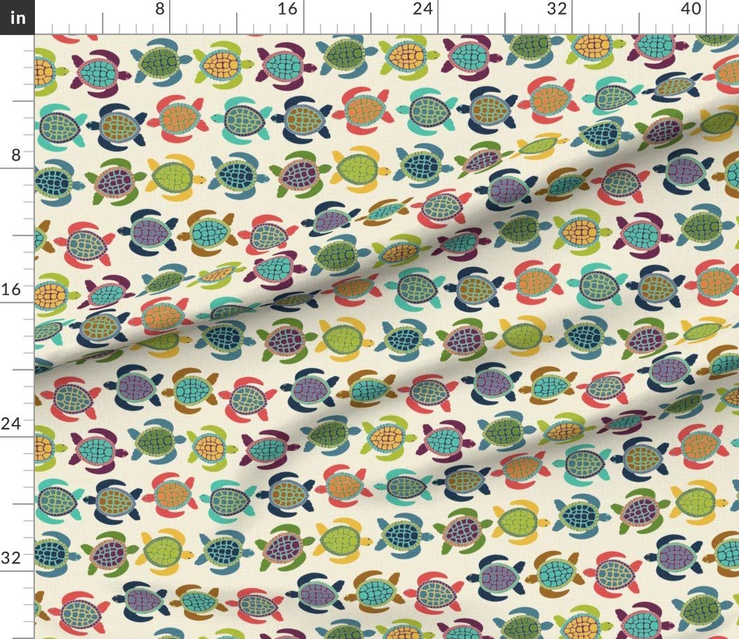 Spoonflower Fabric - Sea Turtle Cw4 Colorful Beach Ocean Scales Nautical Swim Printed on Petal Signature Cotton Fabric by The Yard - Sewing Quilting Apparel Crafts Decor