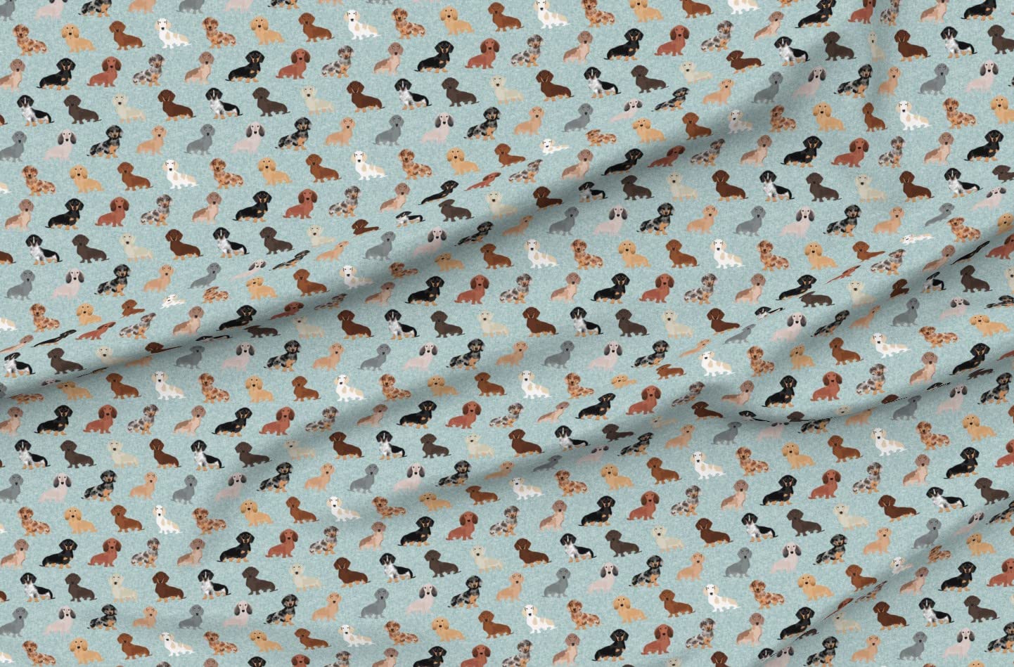 Spoonflower Fabric - Dachshund Pet Quilt Dog Breed Silhouette Coordinates Multi Dogs Printed on Petal Signature Cotton Fabric by The Yard - Sewing Quilting Apparel Crafts Decor