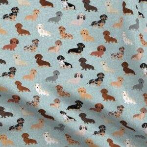 Spoonflower Fabric - Dachshund Pet Quilt Dog Breed Silhouette Coordinates Multi Dogs Printed on Petal Signature Cotton Fabric by The Yard - Sewing Quilting Apparel Crafts Decor