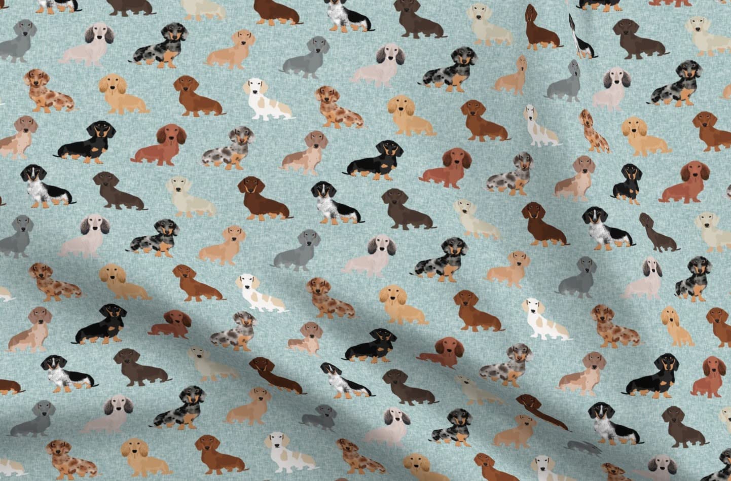 Spoonflower Fabric - Dachshund Pet Quilt Dog Breed Silhouette Coordinates Multi Dogs Printed on Petal Signature Cotton Fabric by The Yard - Sewing Quilting Apparel Crafts Decor